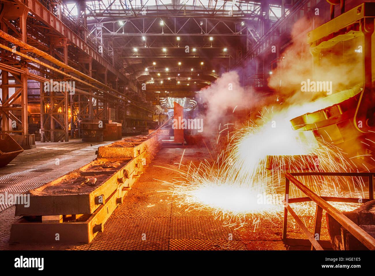 NOVOKUZNETSK, RUSSIA - MAY 25 2016 Casting ferroalloy factory Stock ...