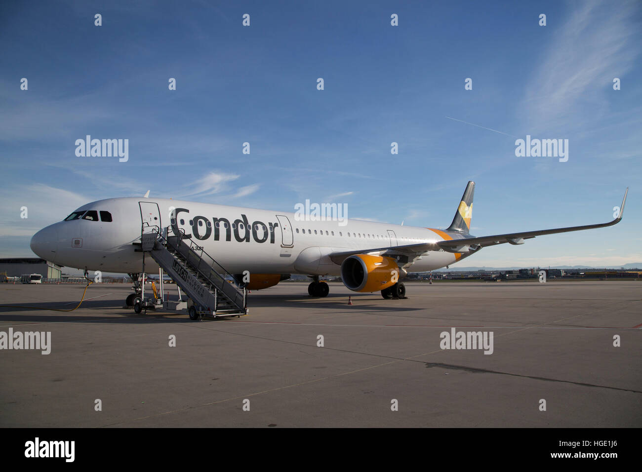 A Condor Air jet at Stuttgart Airport in Stuttgart, Germany Stock Photo ...