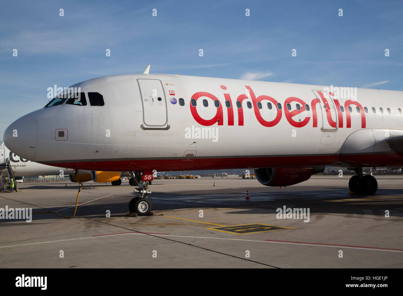 An Air Berlin passenger jet at Stuttgart Airport in Stuttgart, Germany ...