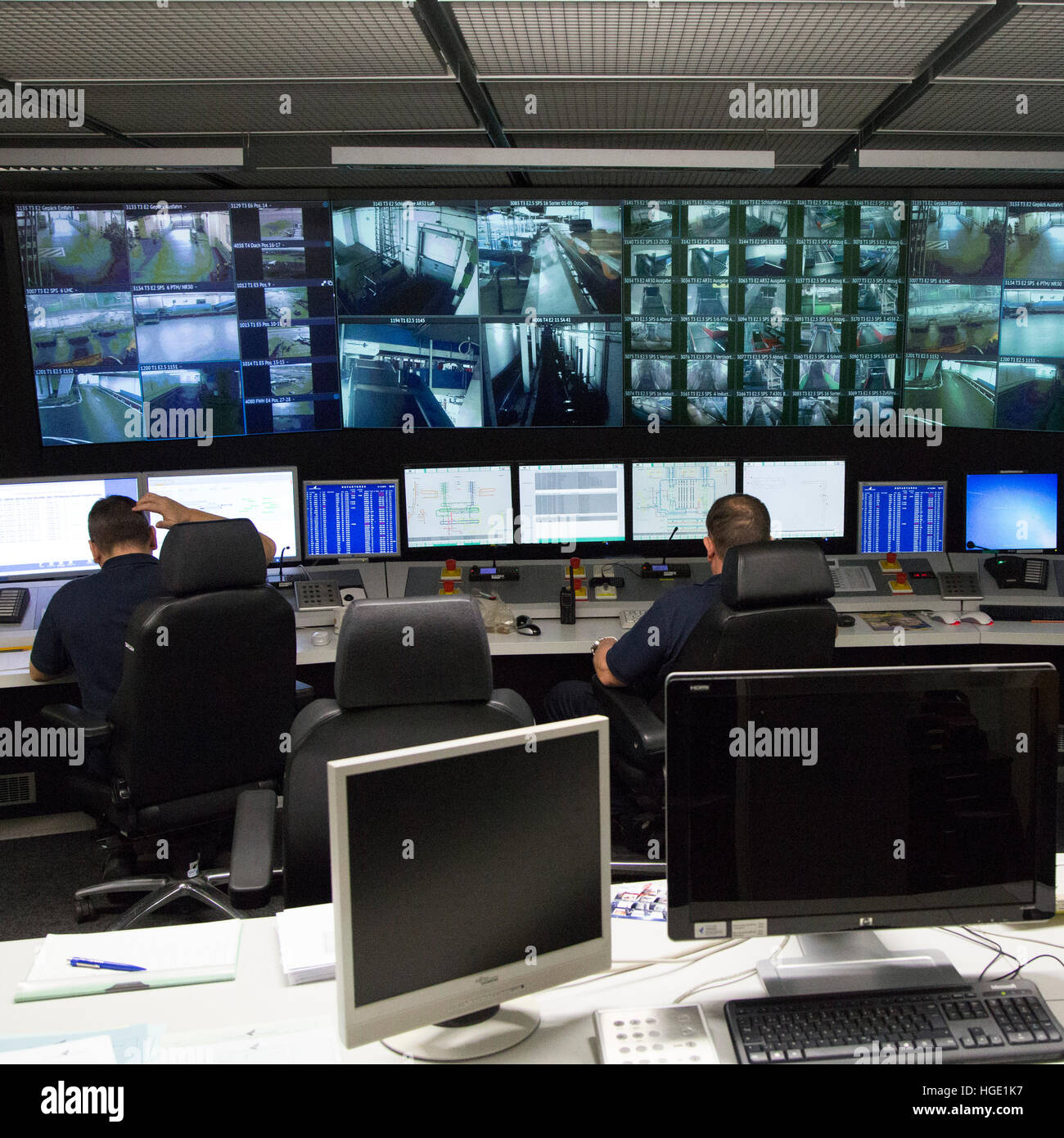 The baggage sorting control room at Stuttgart Airport in Stuttgart ...