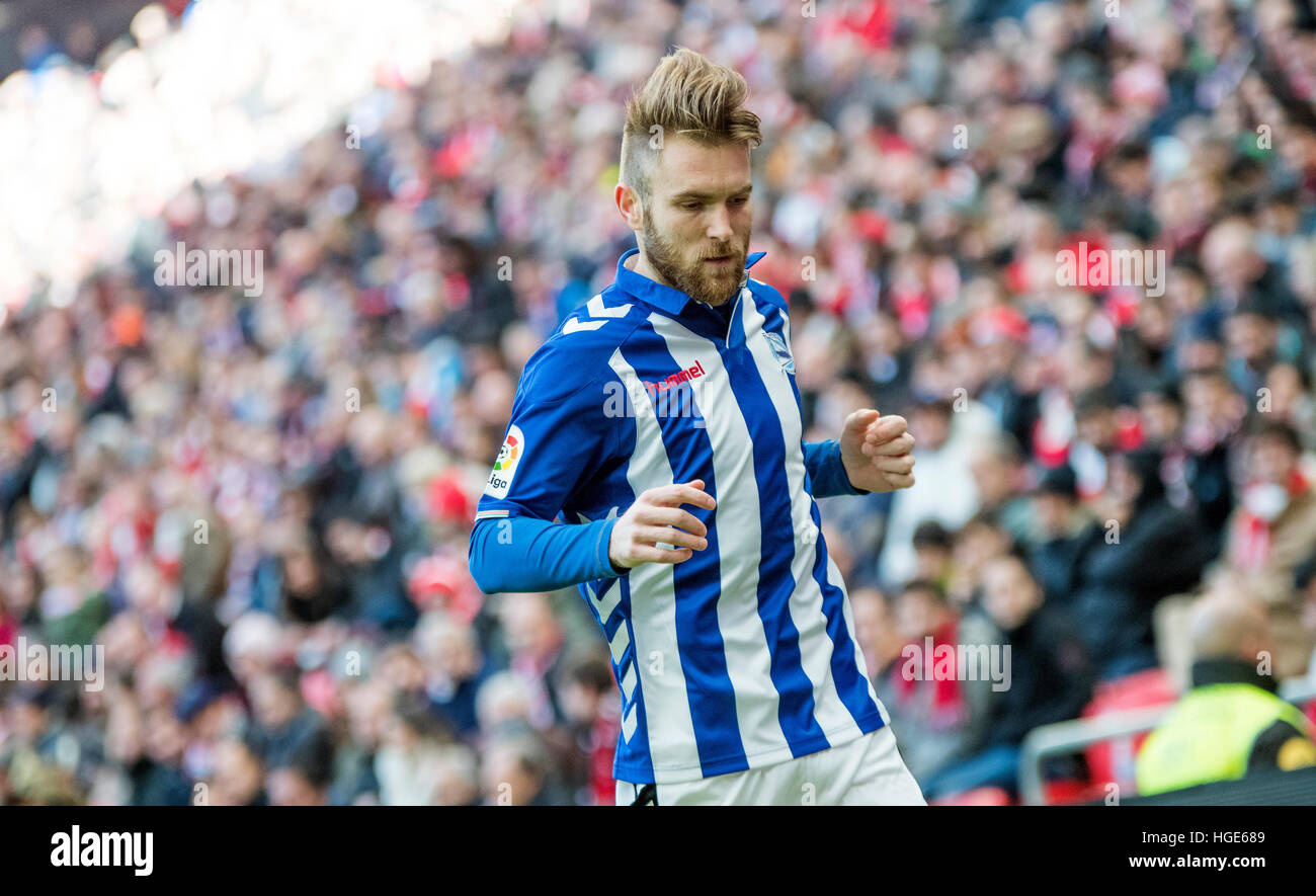 Bilbao, Spain. 8th January, 2017. Aleksandar Katai (Forward, Alaves ...