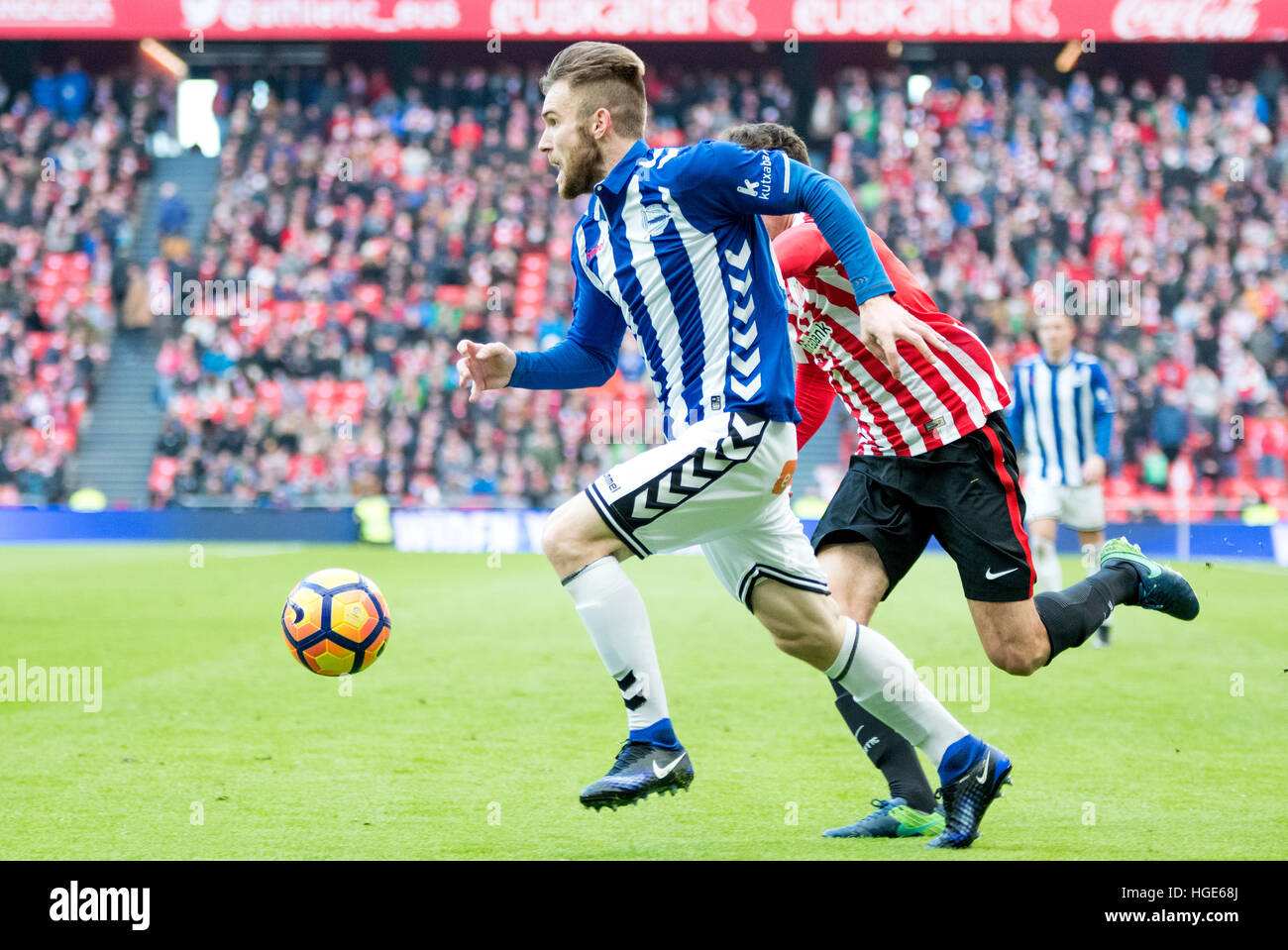 Bilbao, Spain. 8th January, 2017. Aleksandar Katai (Forward, Alaves) in ...