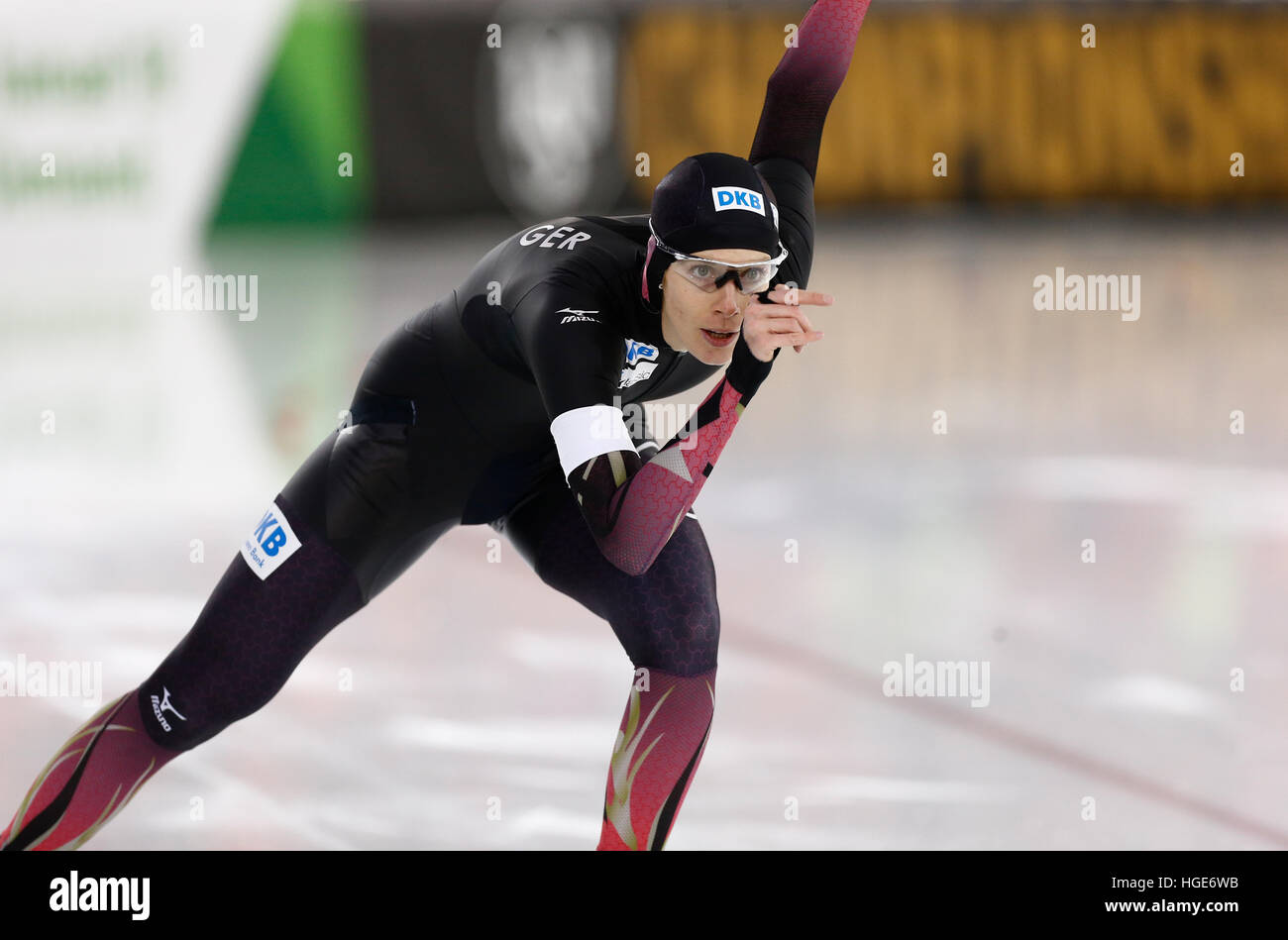 German speed skater Roxanne Dufter in action during women's sprint ...