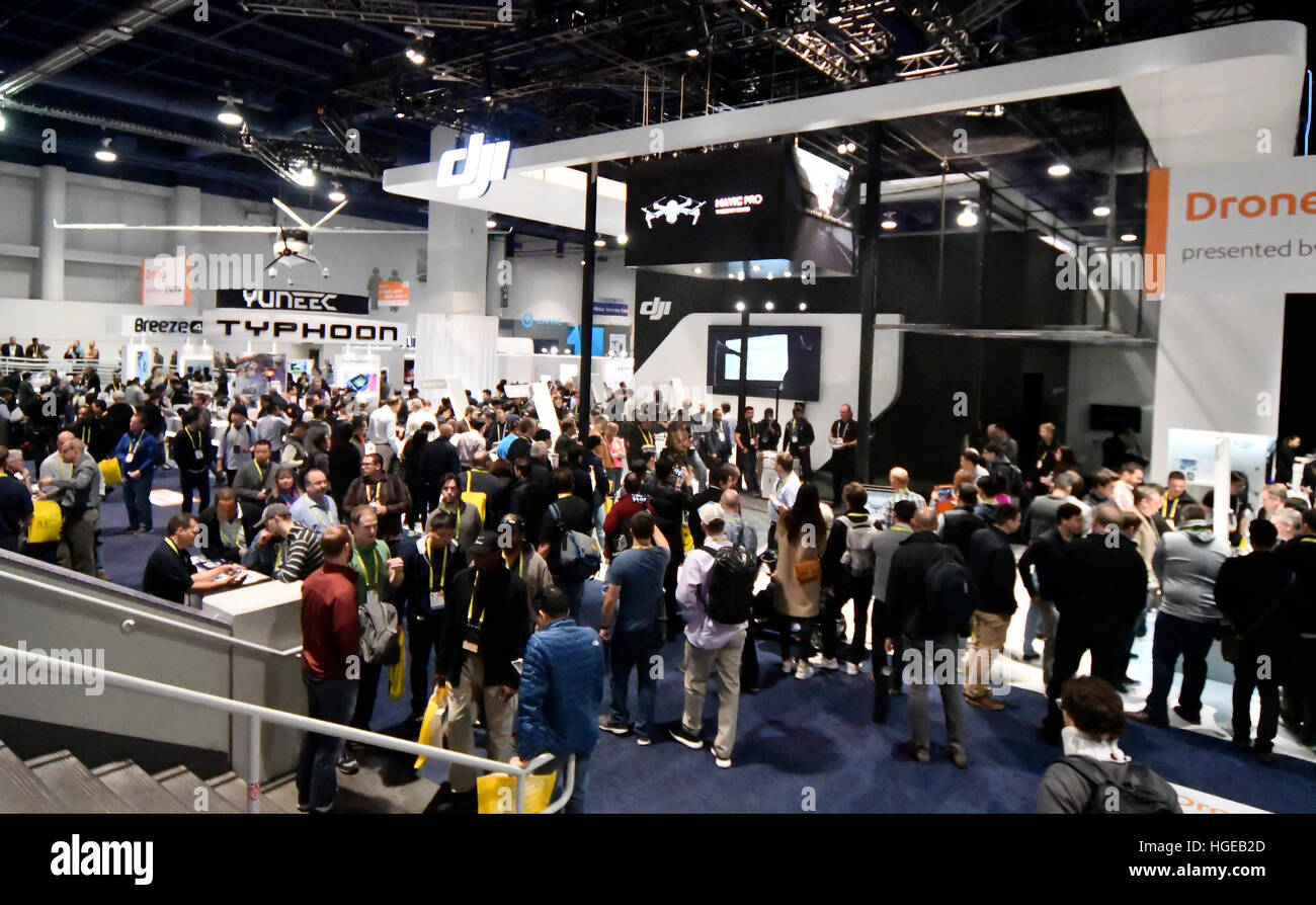 CES attendees jam the drone section during day 2 at the 2017 CES show ...