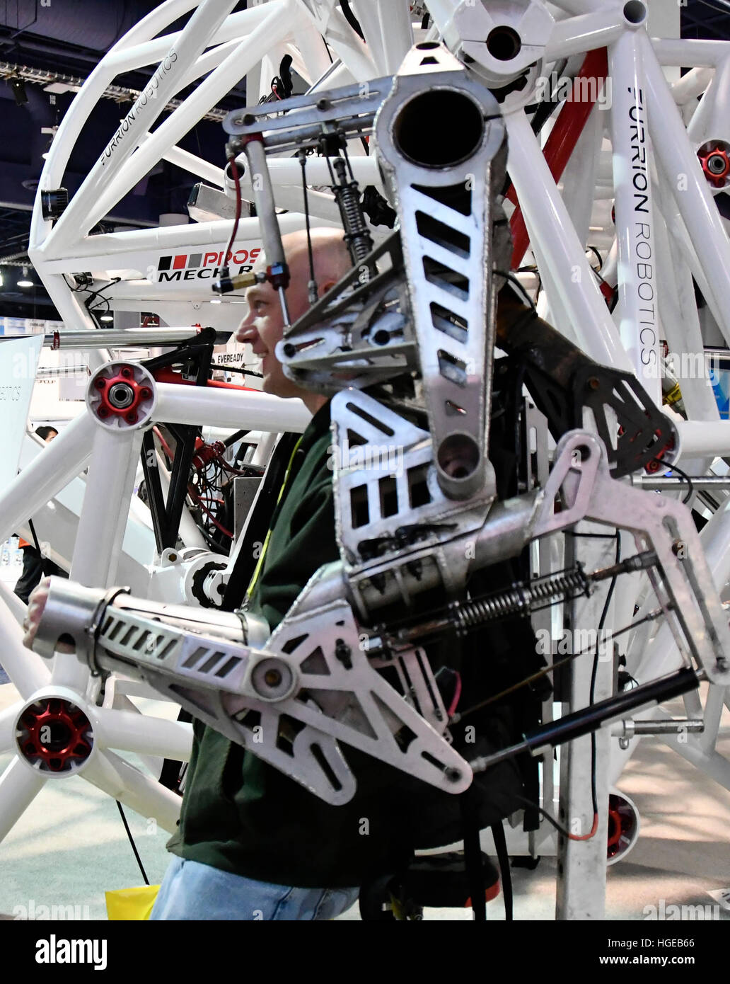 Furrion shows their robotics prosthesis mech racing during day 2 at the ...