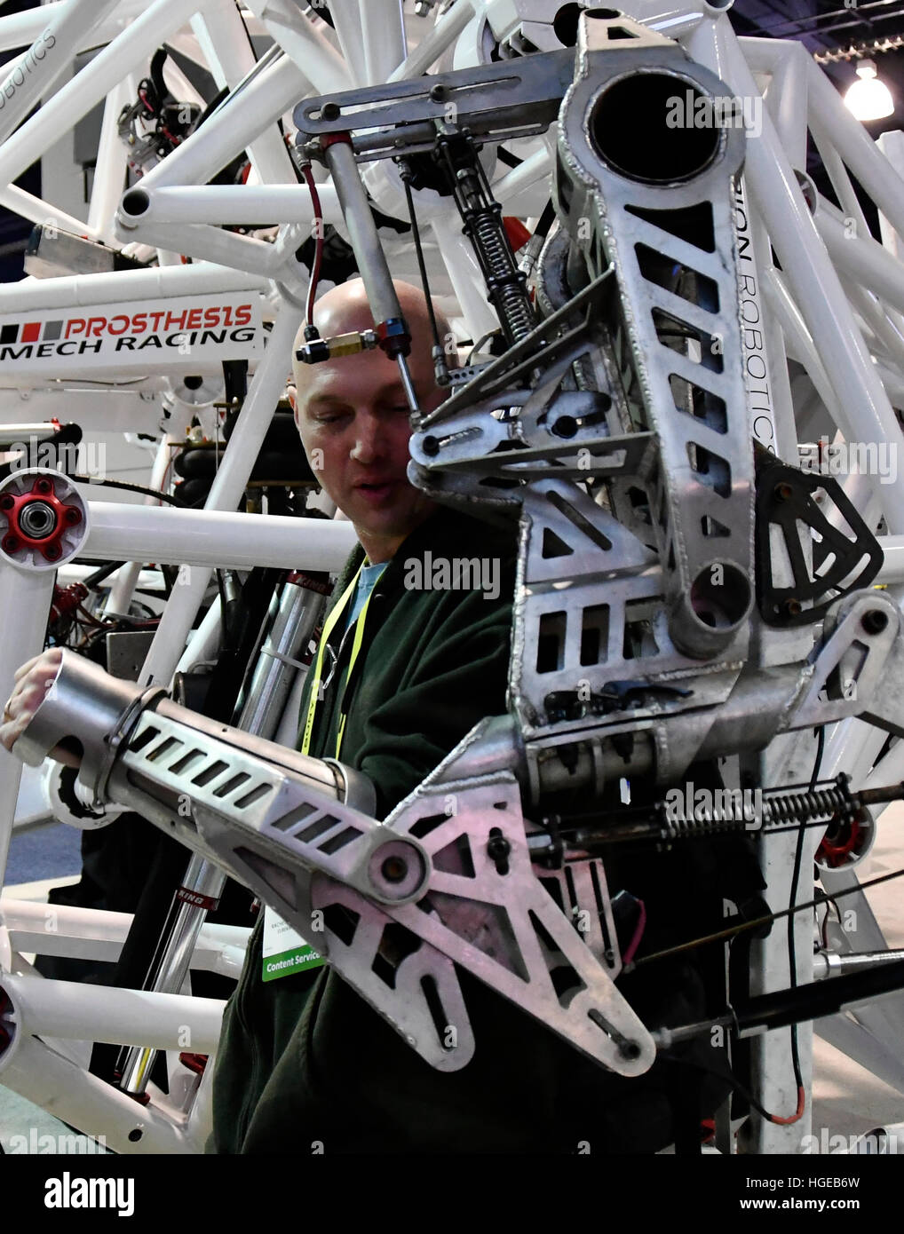 Furrion shows their robotics prosthesis mech racing during day 2 at the ...