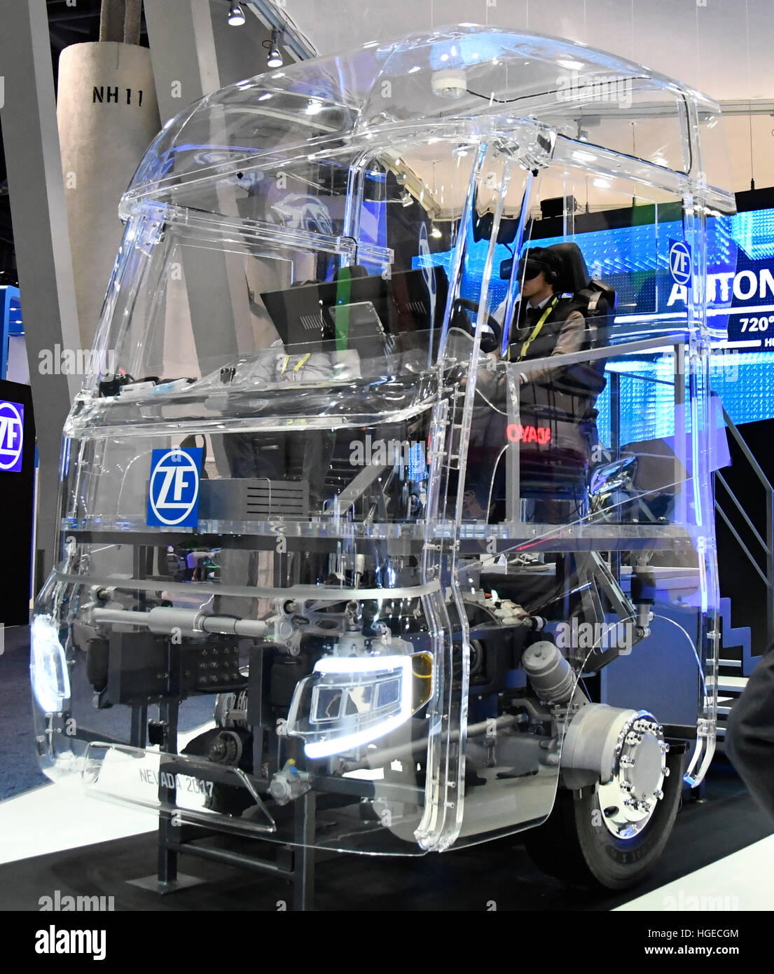 Las Vegas NV, USA 8th Jan, 2017 CES attendees try out the full semi ...