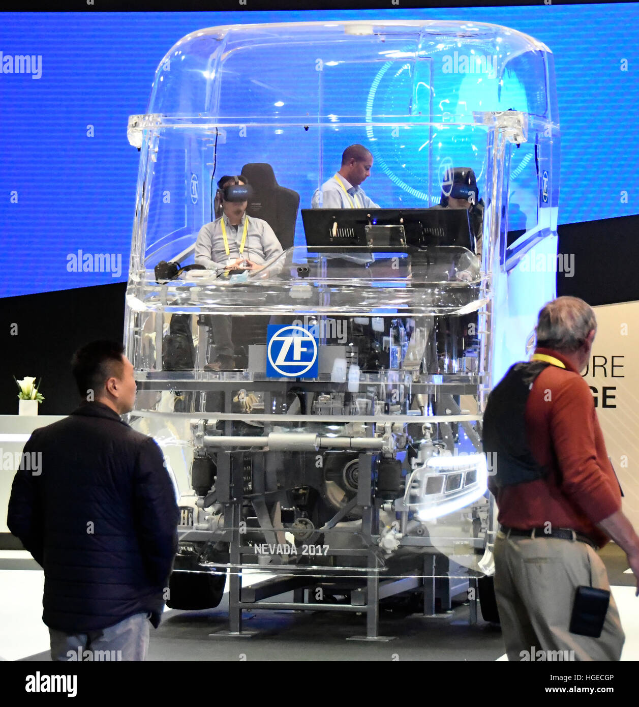 Las Vegas NV, USA 8th Jan, 2017 CES attendees try out the full semi ...