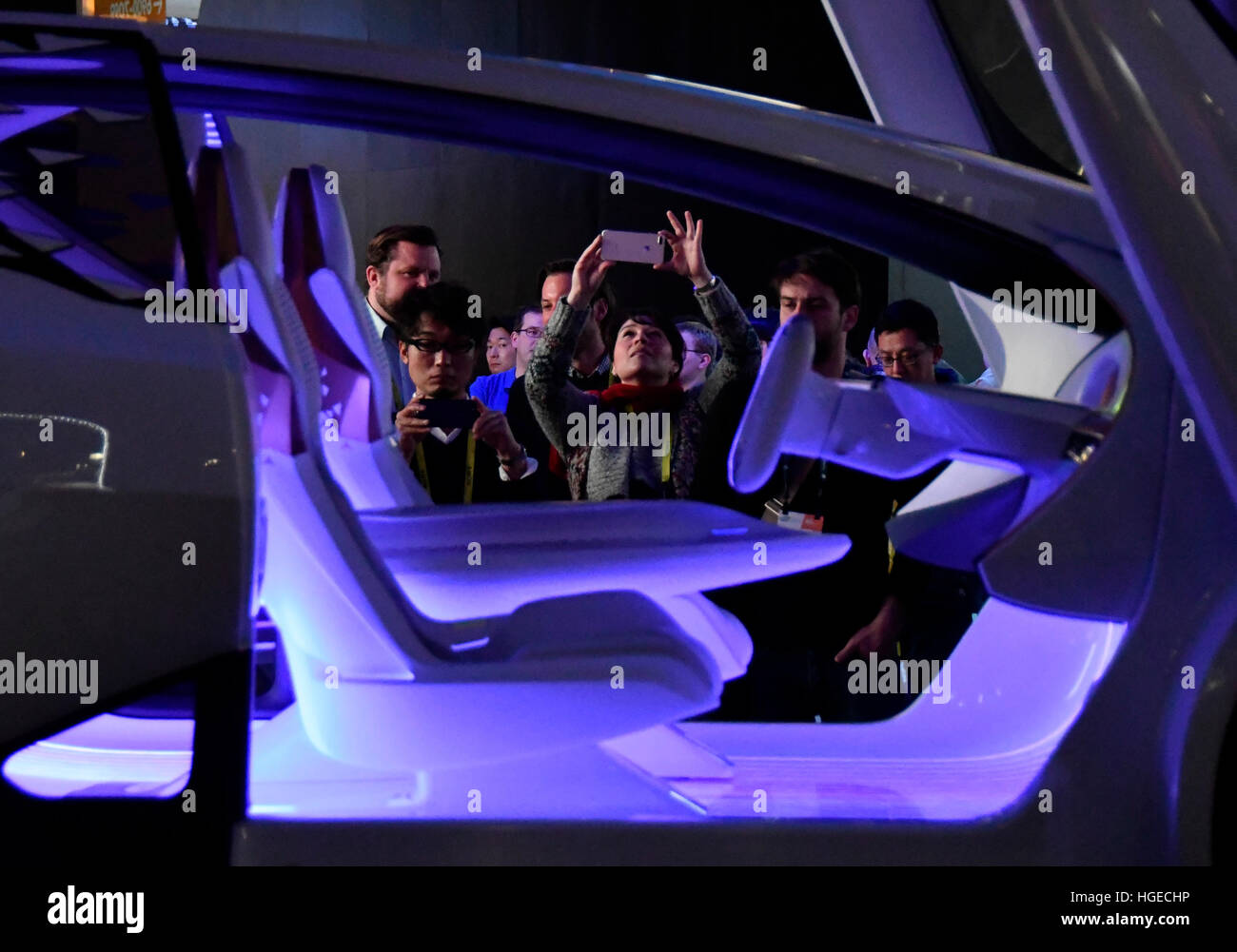 Las Vegas NV, USA. 8th Jan, 2017. CES attendees try out Toyota's ...