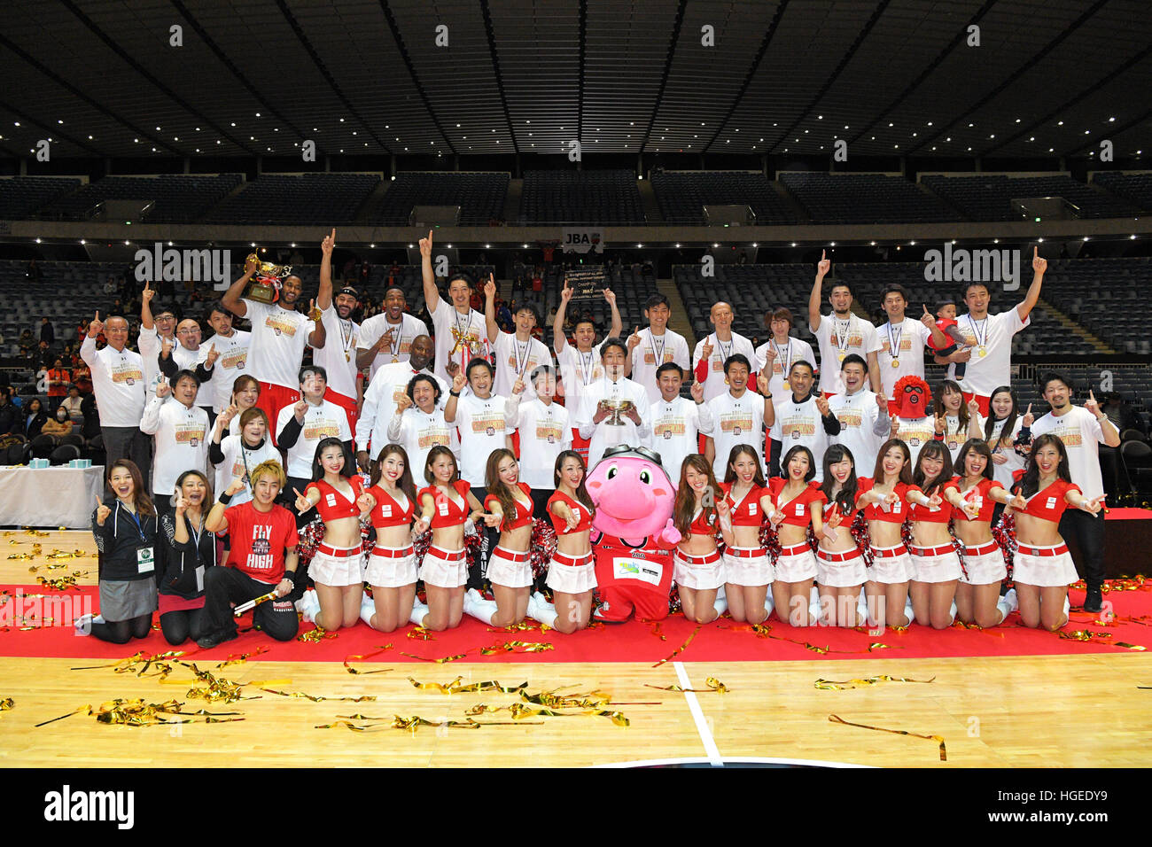 Tokyo, Japan. 9th Jan, 2017. Chiba Jets team group Basketball : All ...