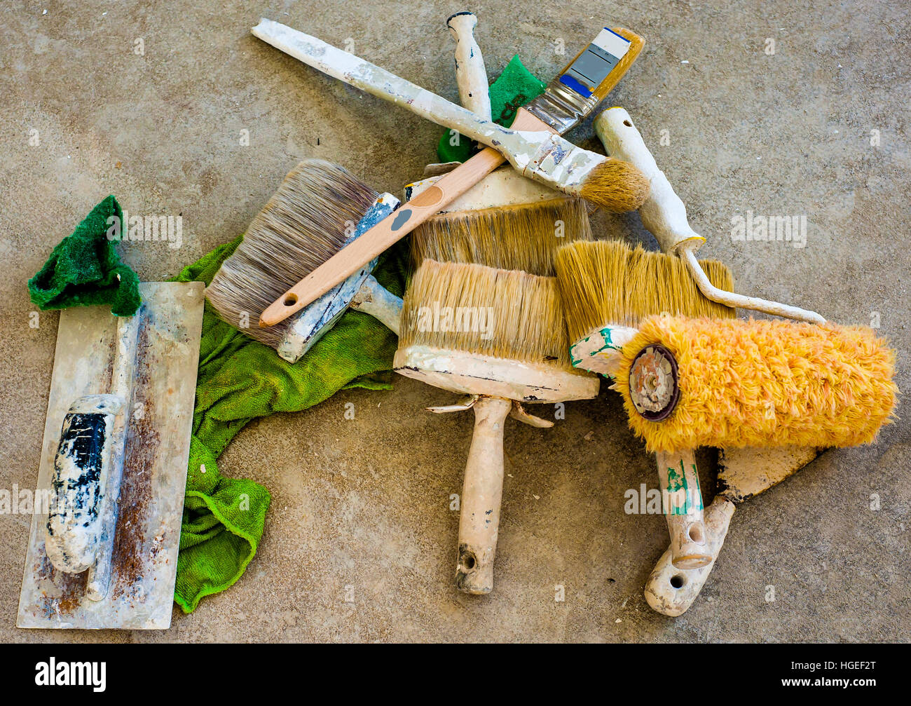 work tools used for painting of buildings Stock Photo - Alamy