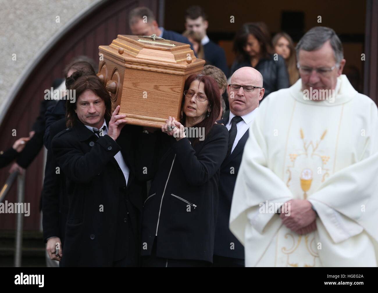 The funeral of Therese MacGowan, 87, the mother of singer Shane ...