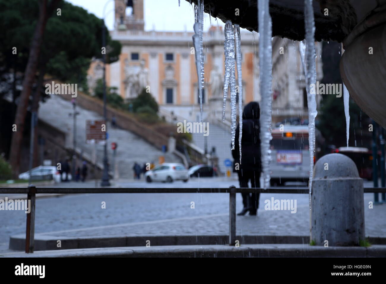 Roma, Italy. 08th Jan, 2017. The great cold gives a rare sight as the ...