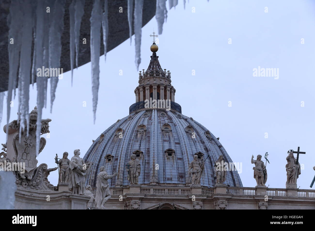 Roma, Italy. 08th Jan, 2017. The great cold gives a rare sight as the ...