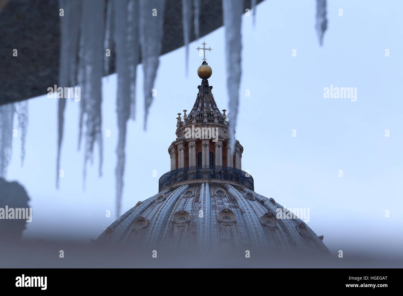 Roma, Italy. 08th Jan, 2017. The great cold gives a rare sight as the ...
