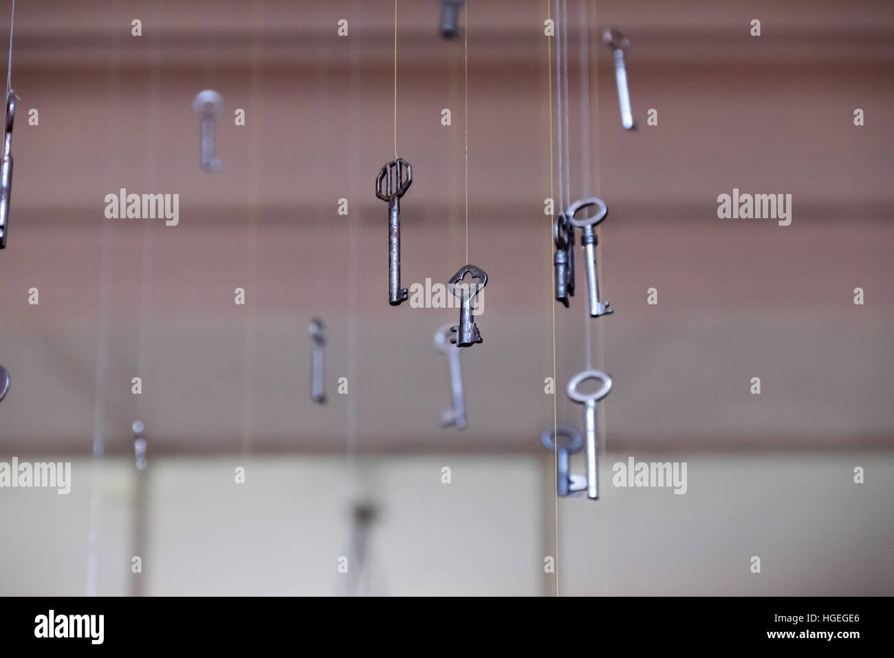 Vintage key hanging on string hi-res stock photography and images - Alamy