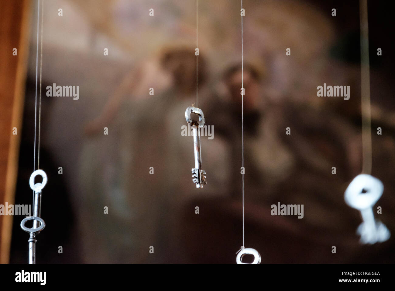 Vintage key hanging on string. The key of success Stock Photo - Alamy