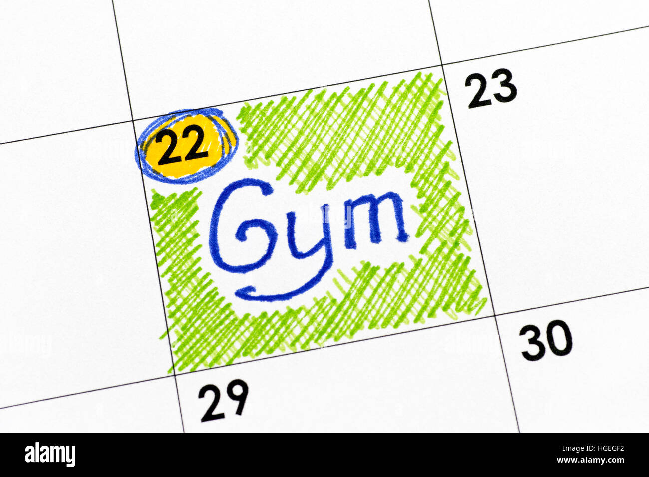 Reminder gym in calendar hi-res stock photography and images - Alamy