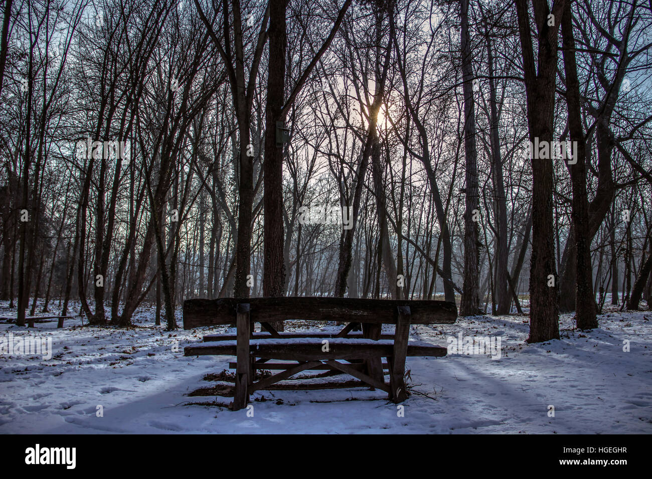 Belgrade, Serbia - Bench covered with snow in the Topcider park at ...