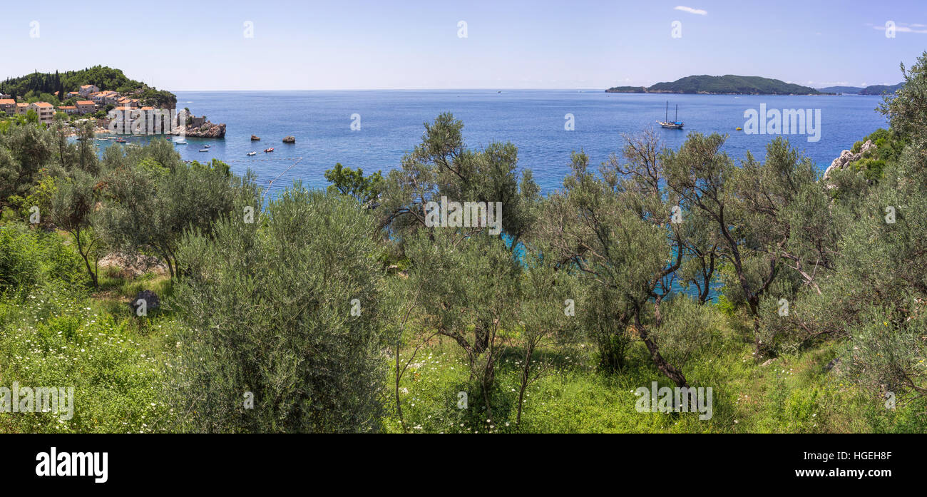 Panoramic landscape of bay Budva riviera in Montenegro, Balkans ...