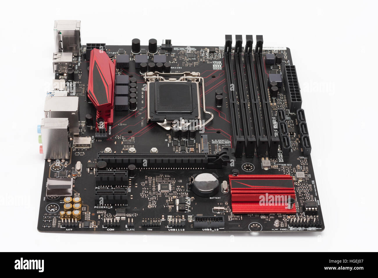 Modern, new, gaming motherboard isolated on white background Stock ...