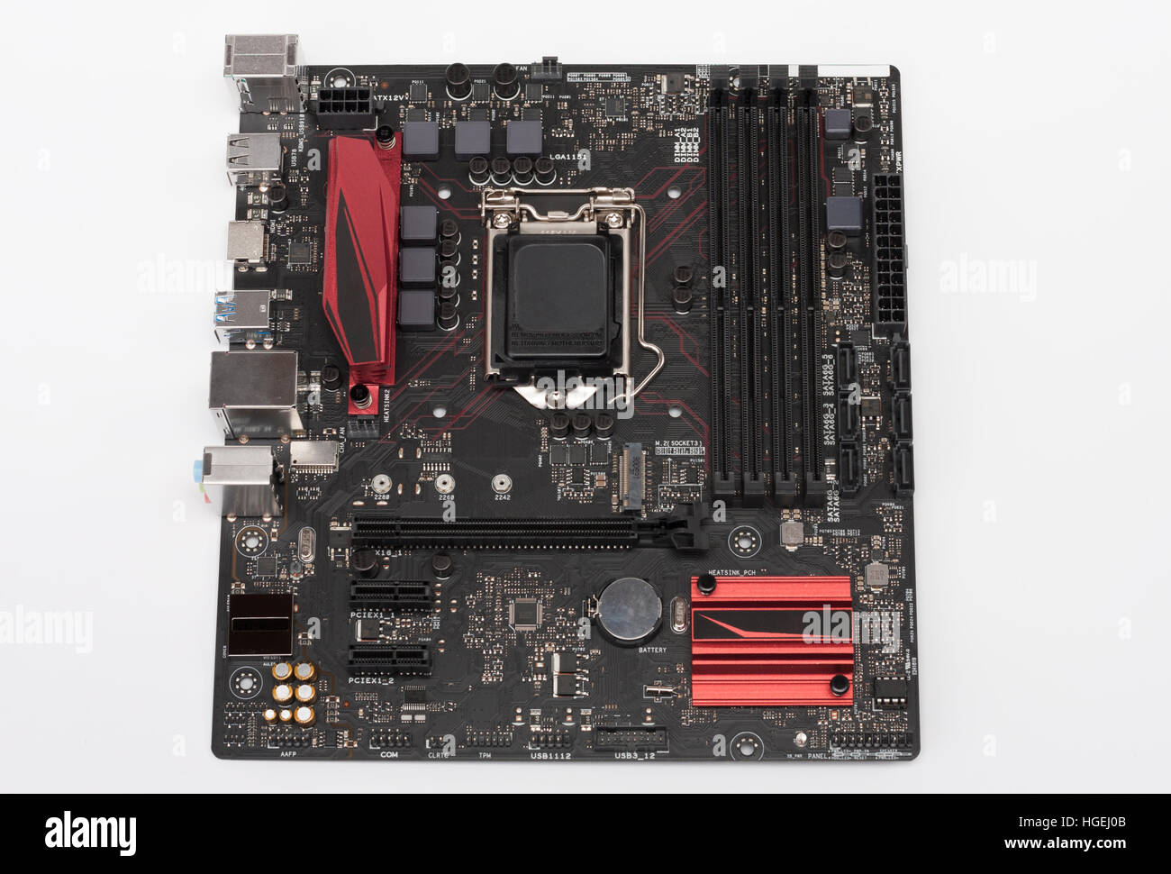 Modern, new, gaming motherboard isolated on white background Stock ...