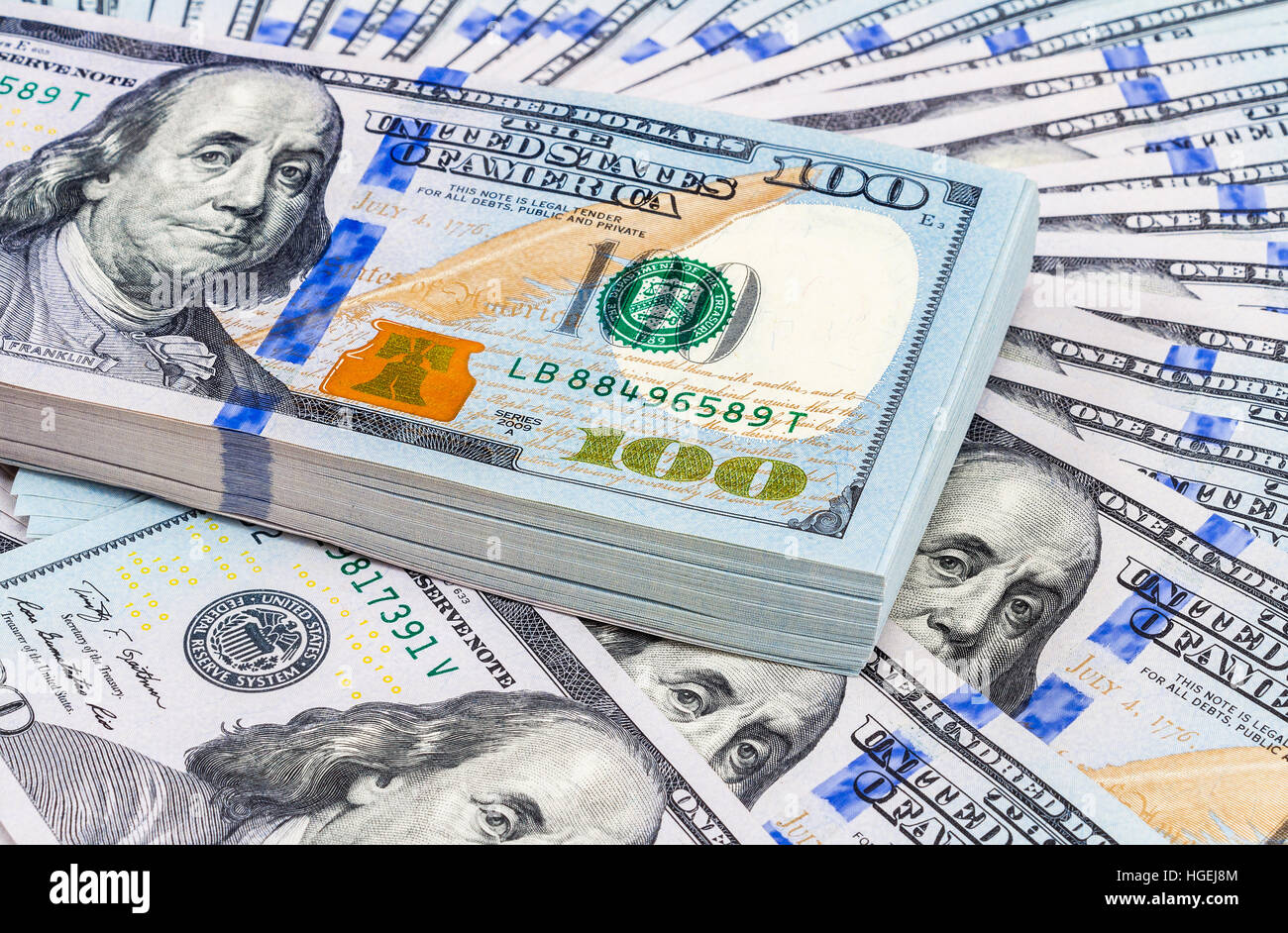 Stack of ten thousand american dollars close up. Fragment Stock Photo ...