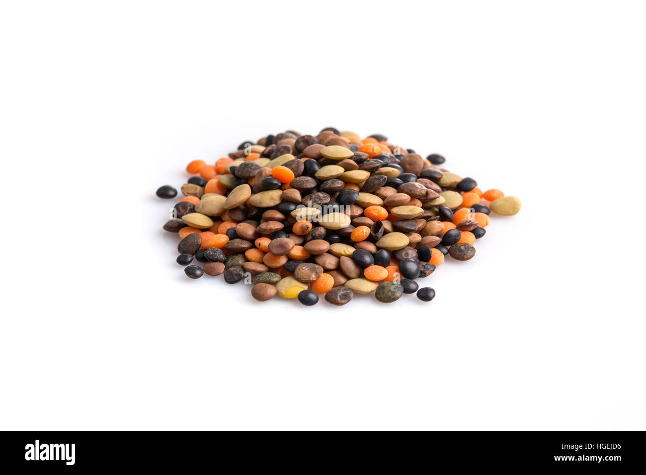 Various lentils mix on a white background Stock Photo - Alamy