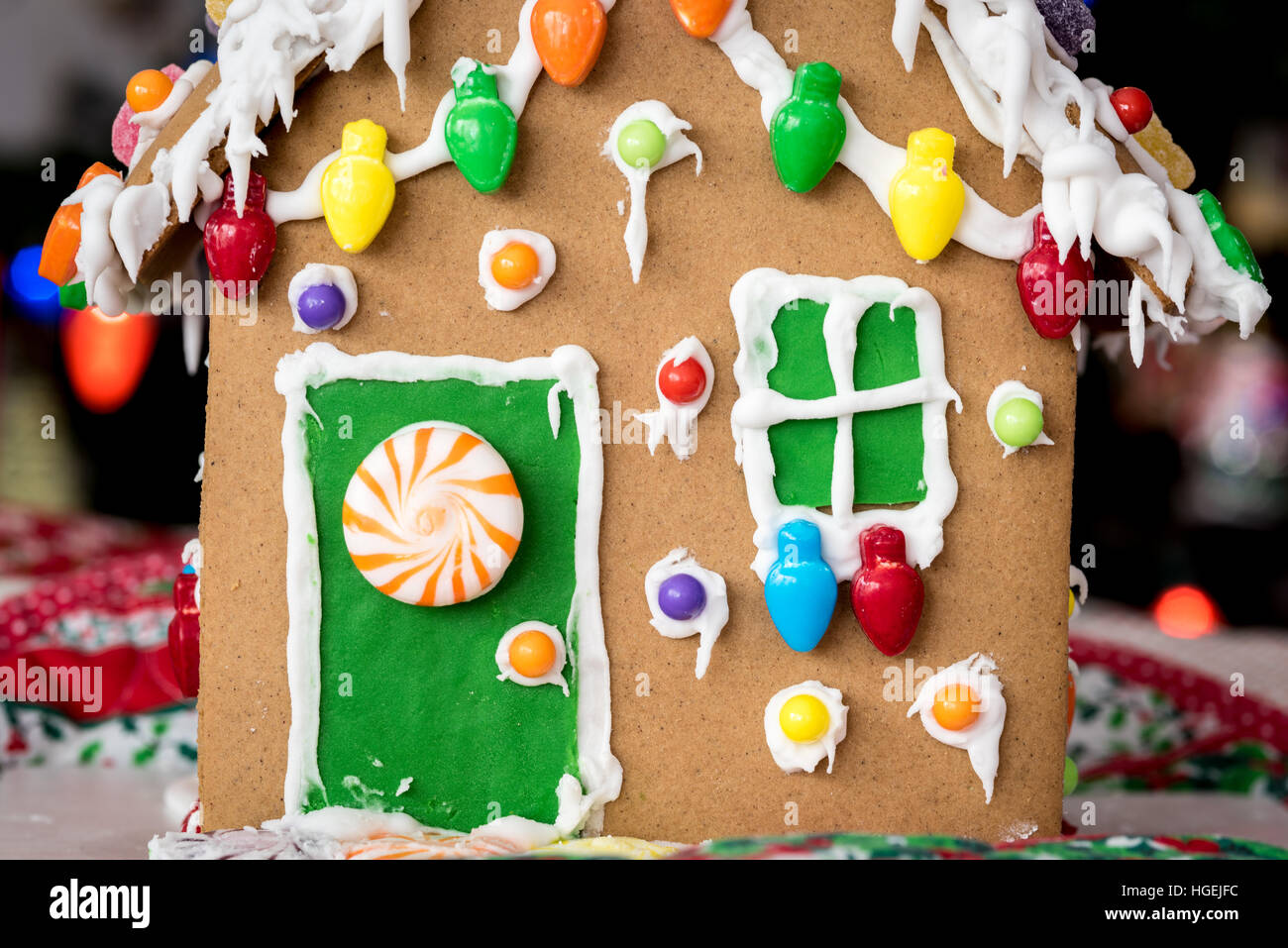 Close up of a Child's Gingerbread house at Christmas Stock Photo - Alamy