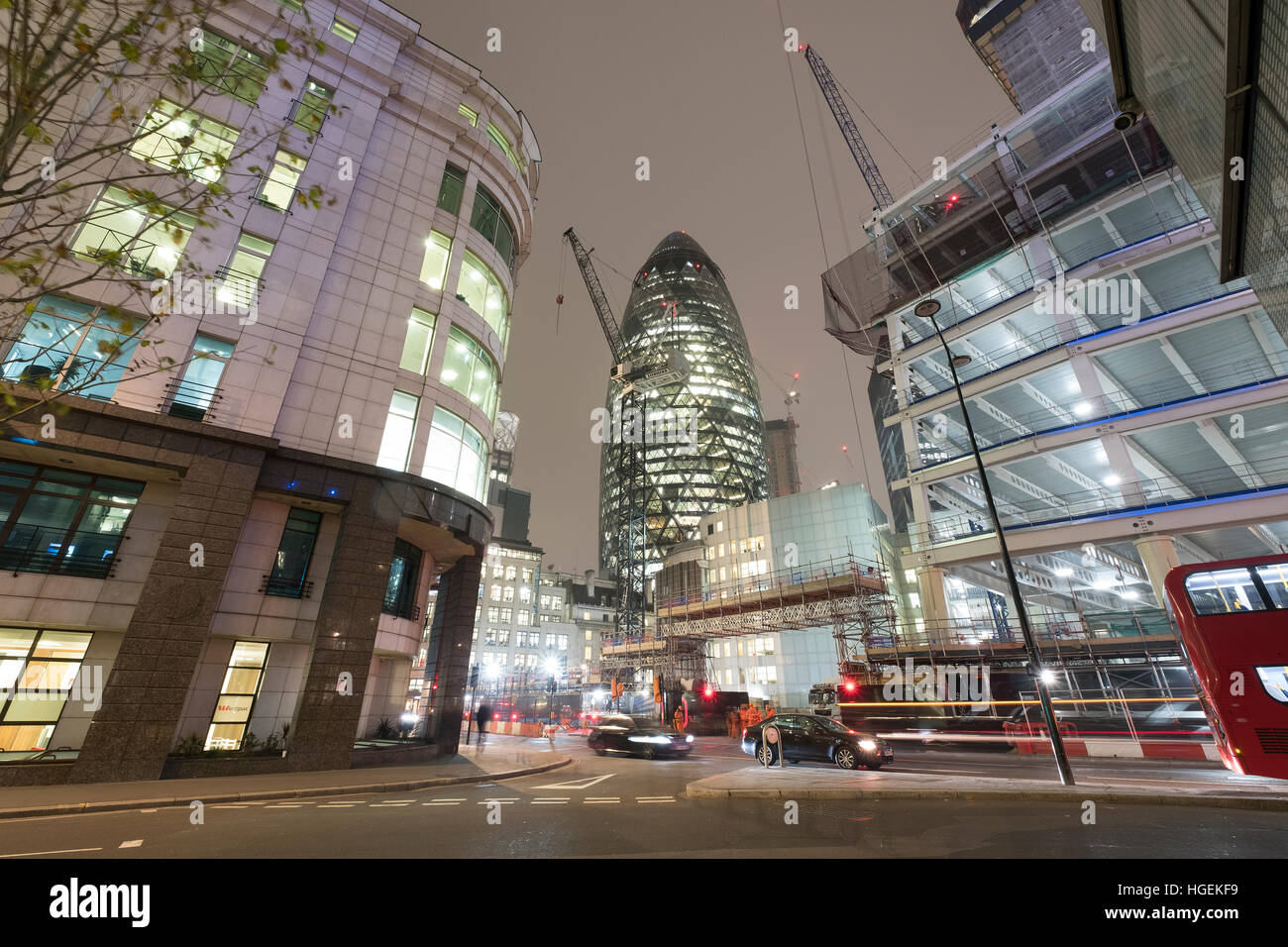 London Gherkin at night Stock Photo - Alamy