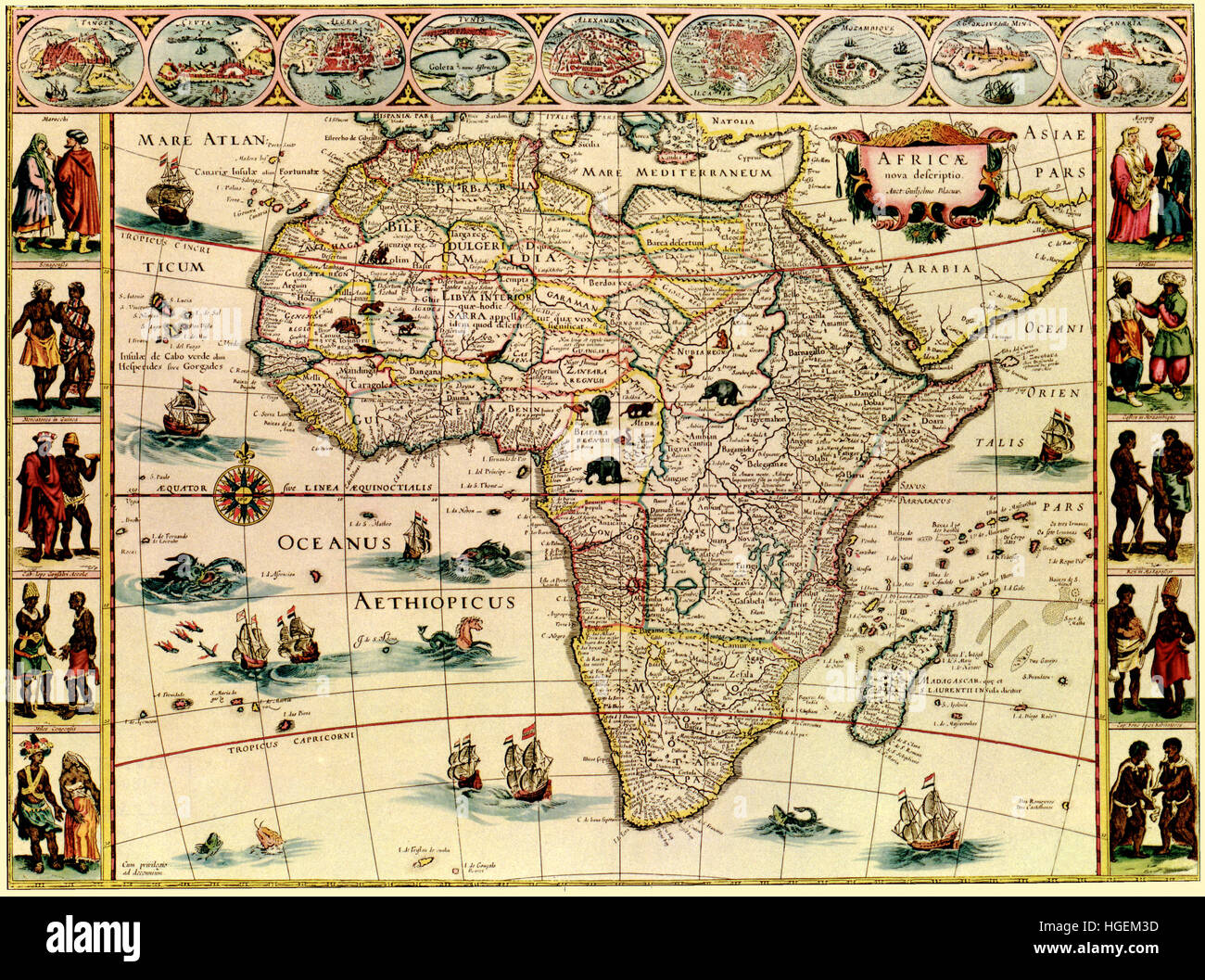 Map Of Africa 1640 Stock Photo - Alamy
