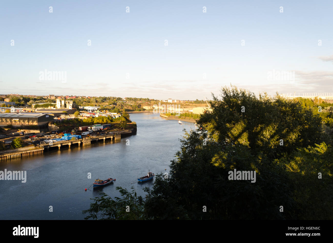 Elevated View Looking East Down the River Wear from the Pedestrian ...