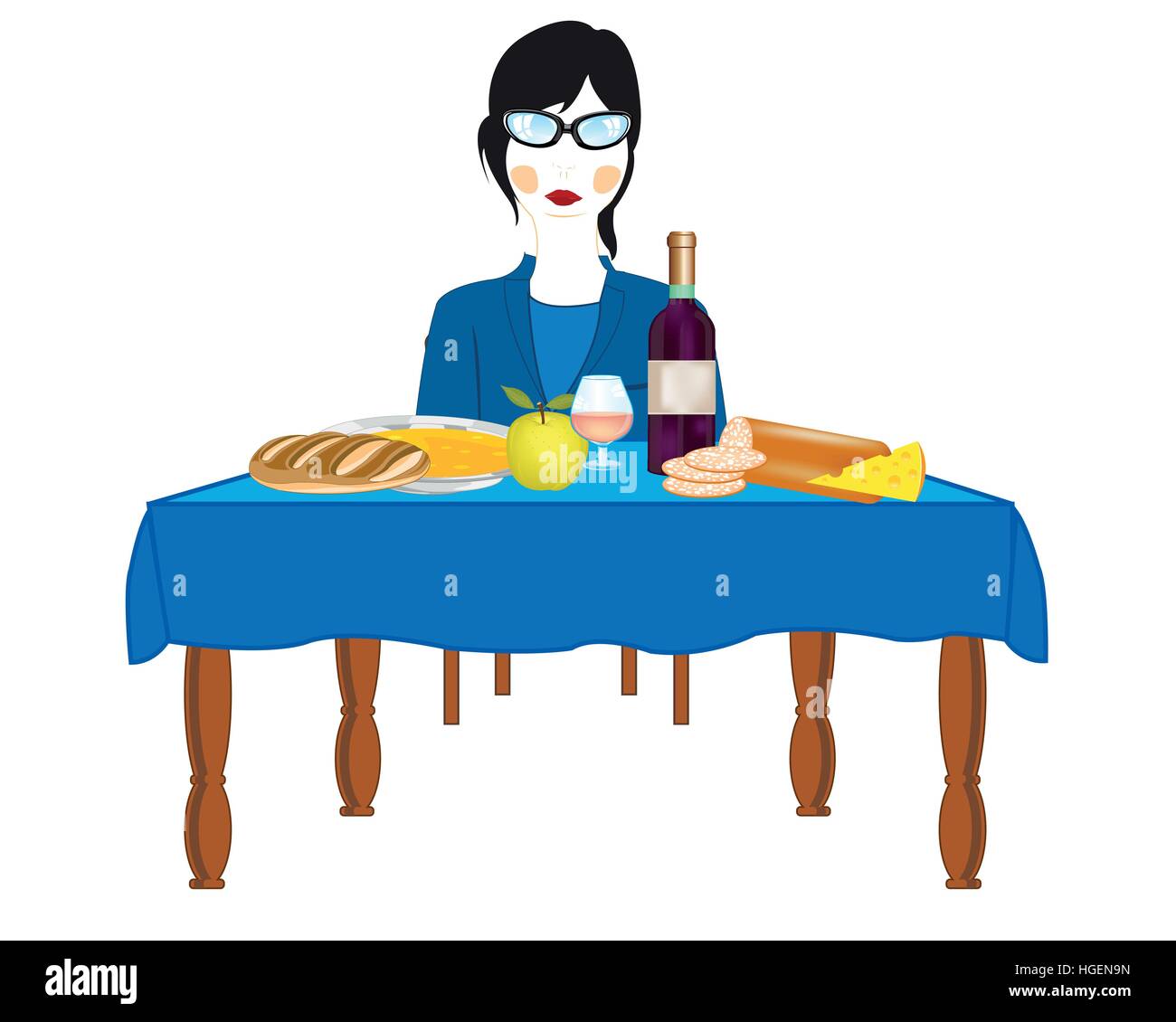 Woman at the table Stock Vector Image & Art - Alamy