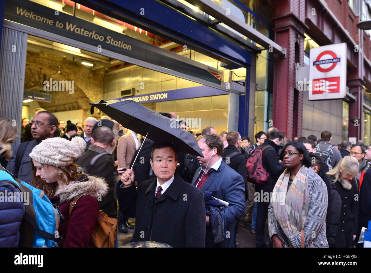 People queue for buses at London's Waterloo Station as Underground ...