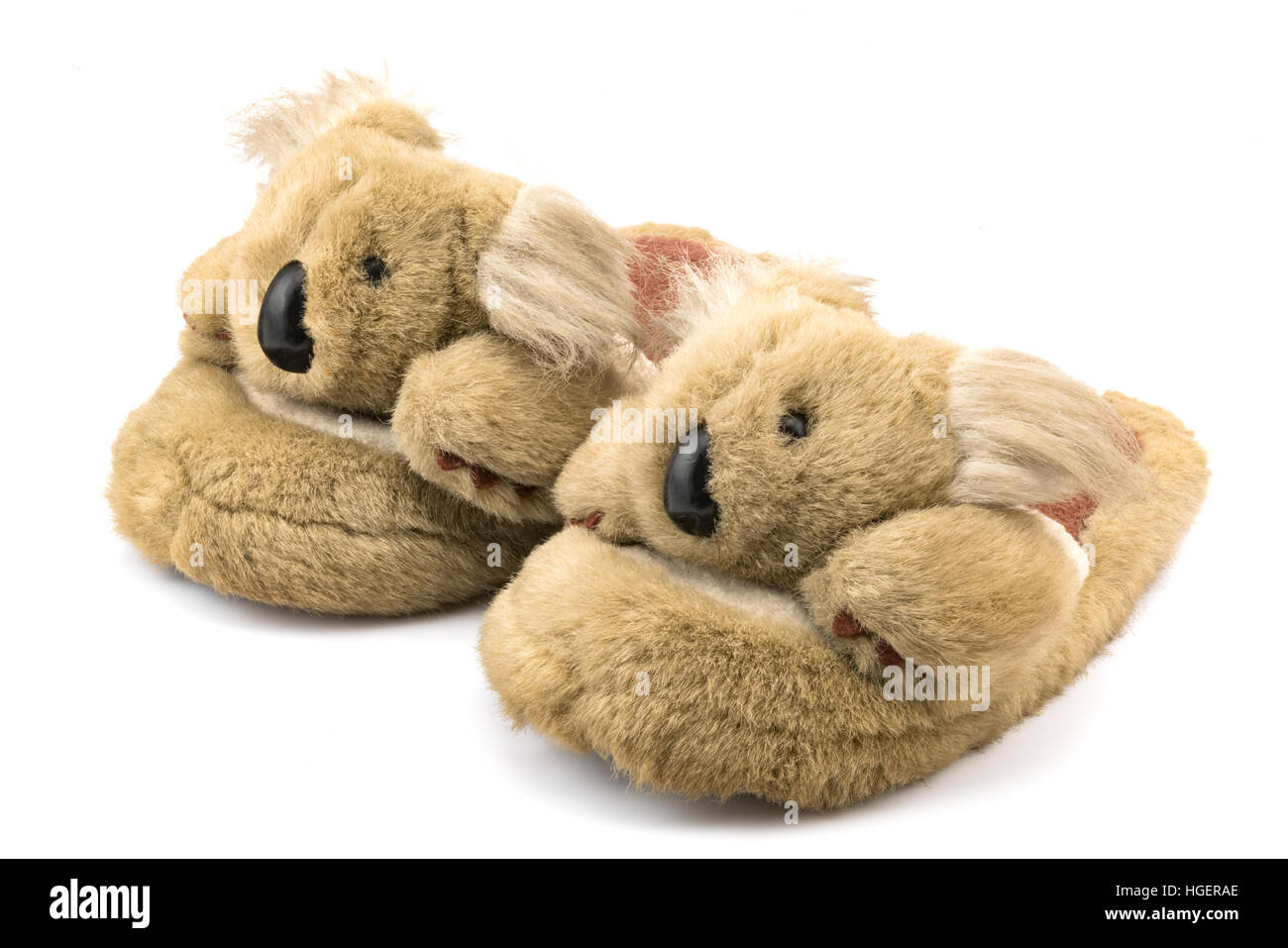Brown winter slippers isolated on white background Stock Photo - Alamy