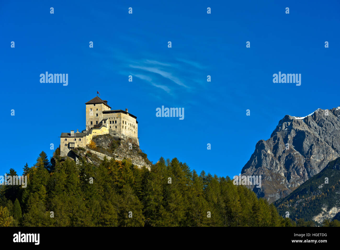 Tarasp Castle, Tarasp, Lower Engadin, Graubunden, Grisons, Switzerland ...