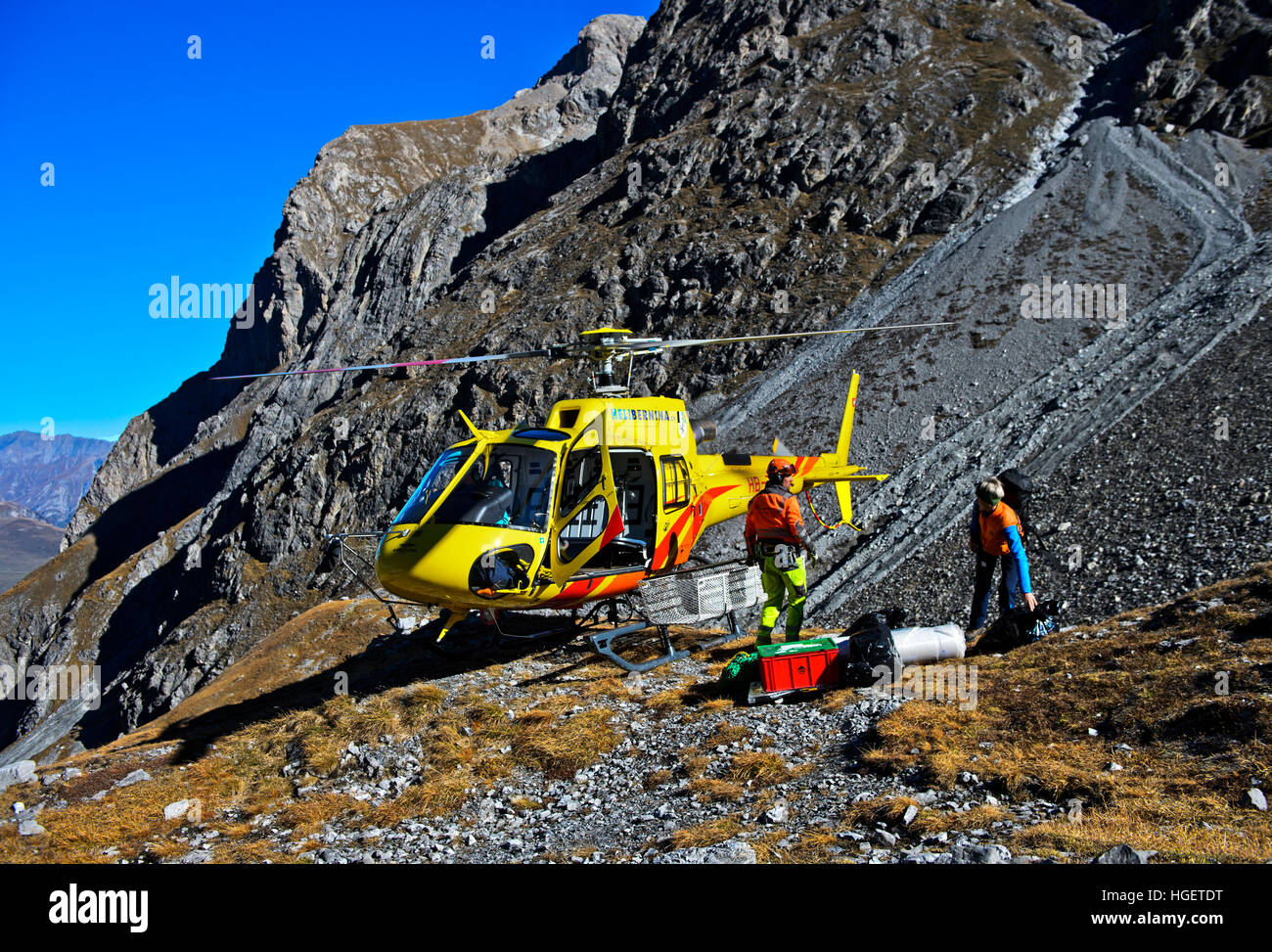 Helicopter Eurocopter AS350 Ecureuil of Heli Bernina AG on a ...