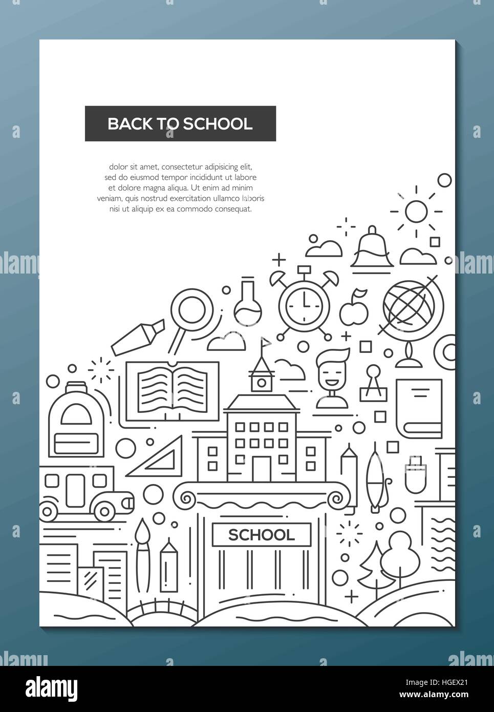 Back to School - line design brochure poster template A4 Stock Vector ...