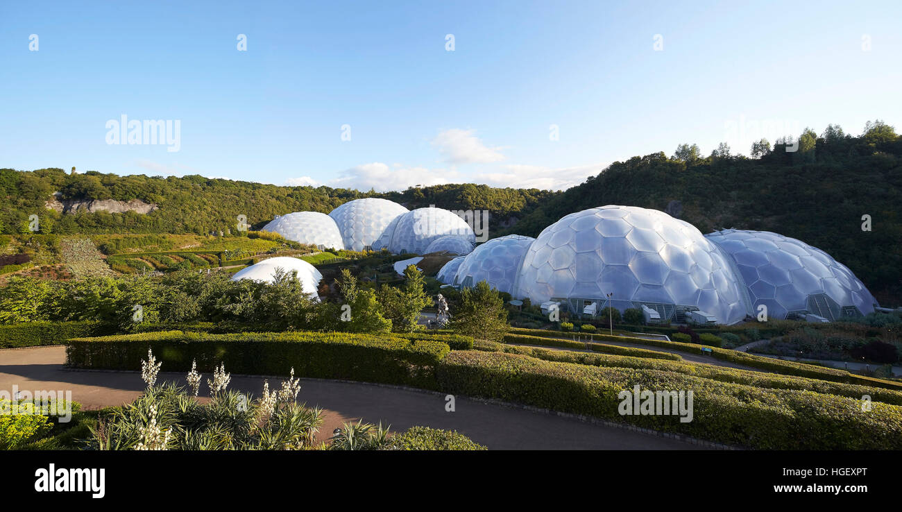 Biomes inserted in landscape. Eden Project, Bodelva, United Kingdom ...