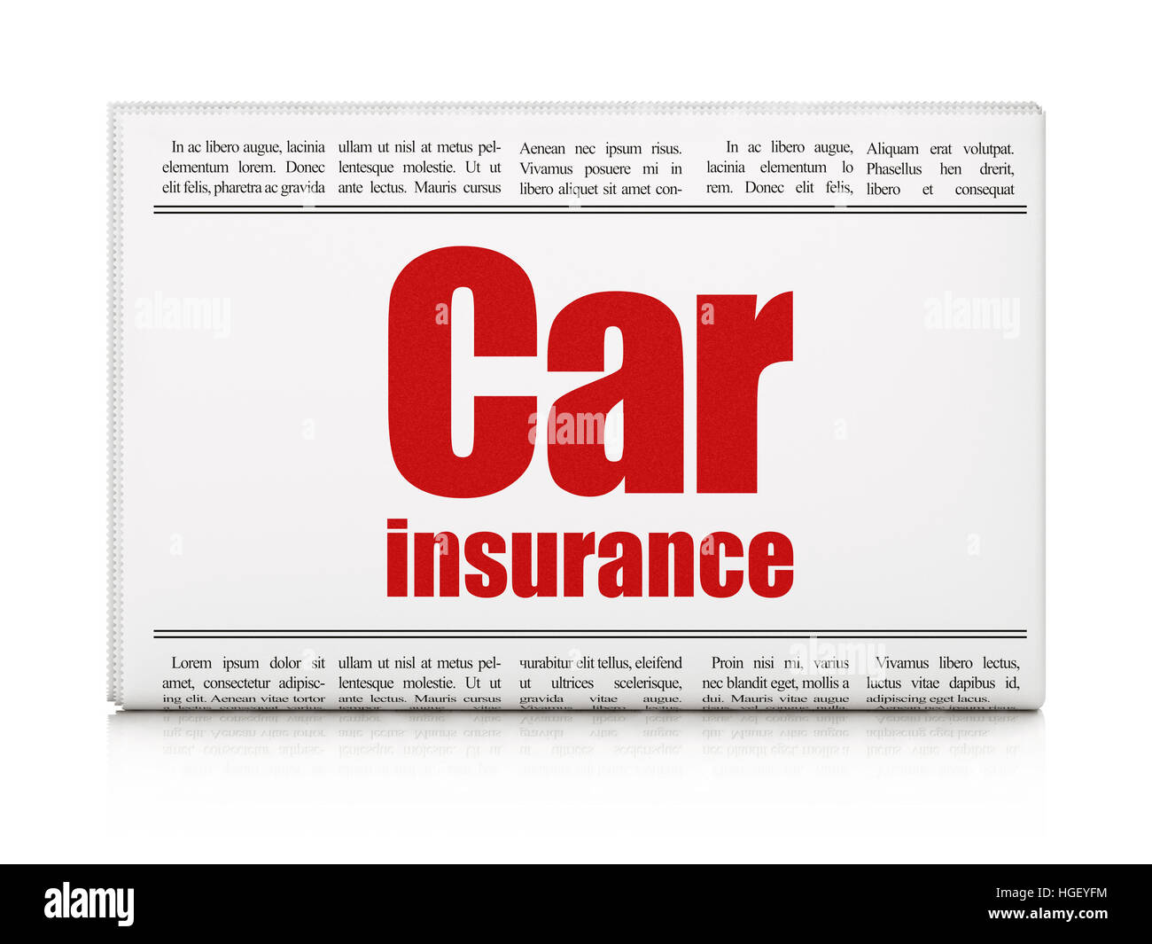 Insurance concept: newspaper headline Car Insurance Stock Photo - Alamy