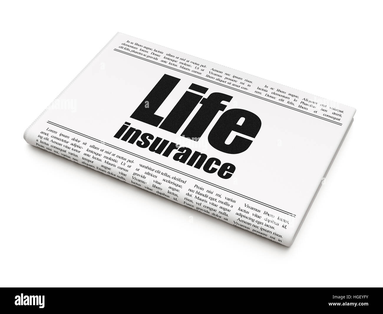 Insurance concept: newspaper headline Life Insurance Stock Photo - Alamy