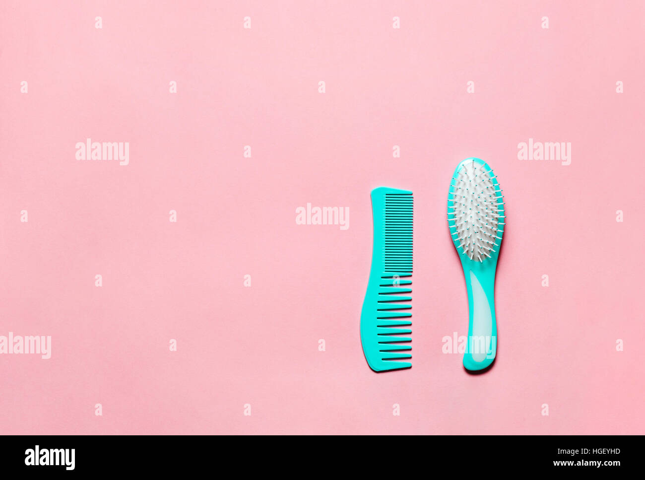 Two Turquoise hair comb crest brushes with handle for all types ...