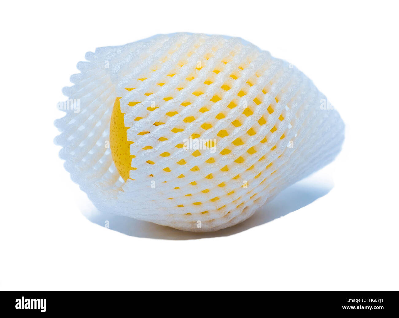 Apple with protective packaging isolated on white background apple in ...