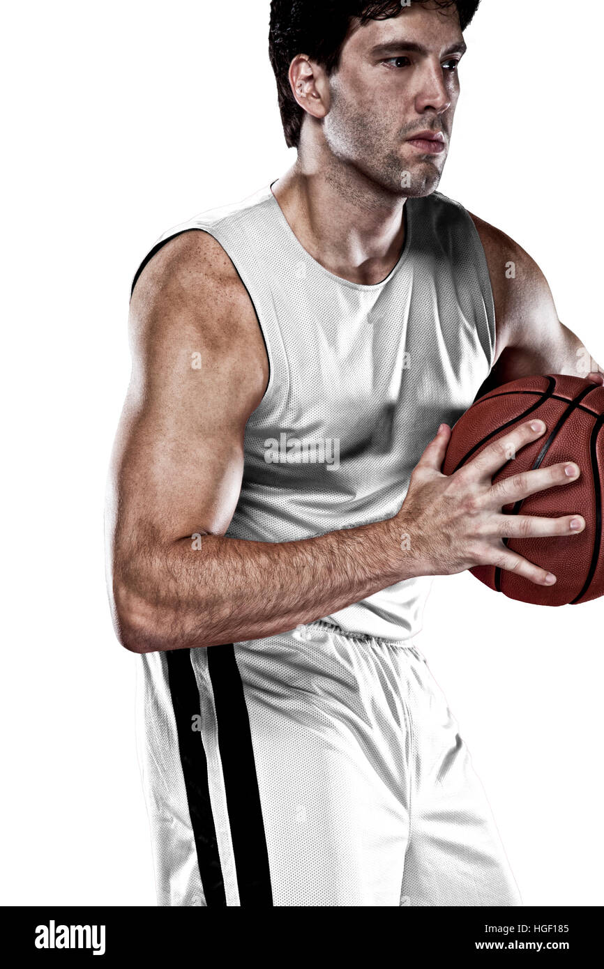 Basketball player on a white uniform, on a white background Stock Photo ...