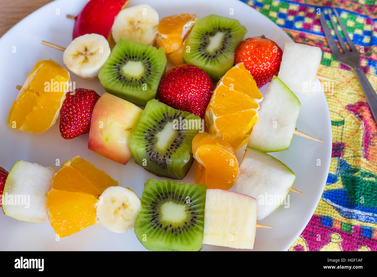 fruit plate on the table / the concept of healthy eating Stock Photo ...