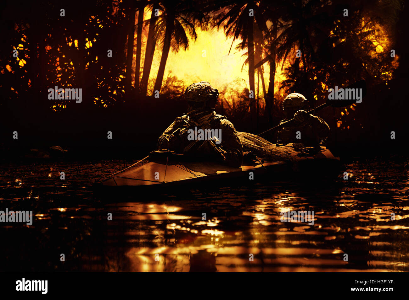 special forces operators in the army kayak Stock Photo - Alamy