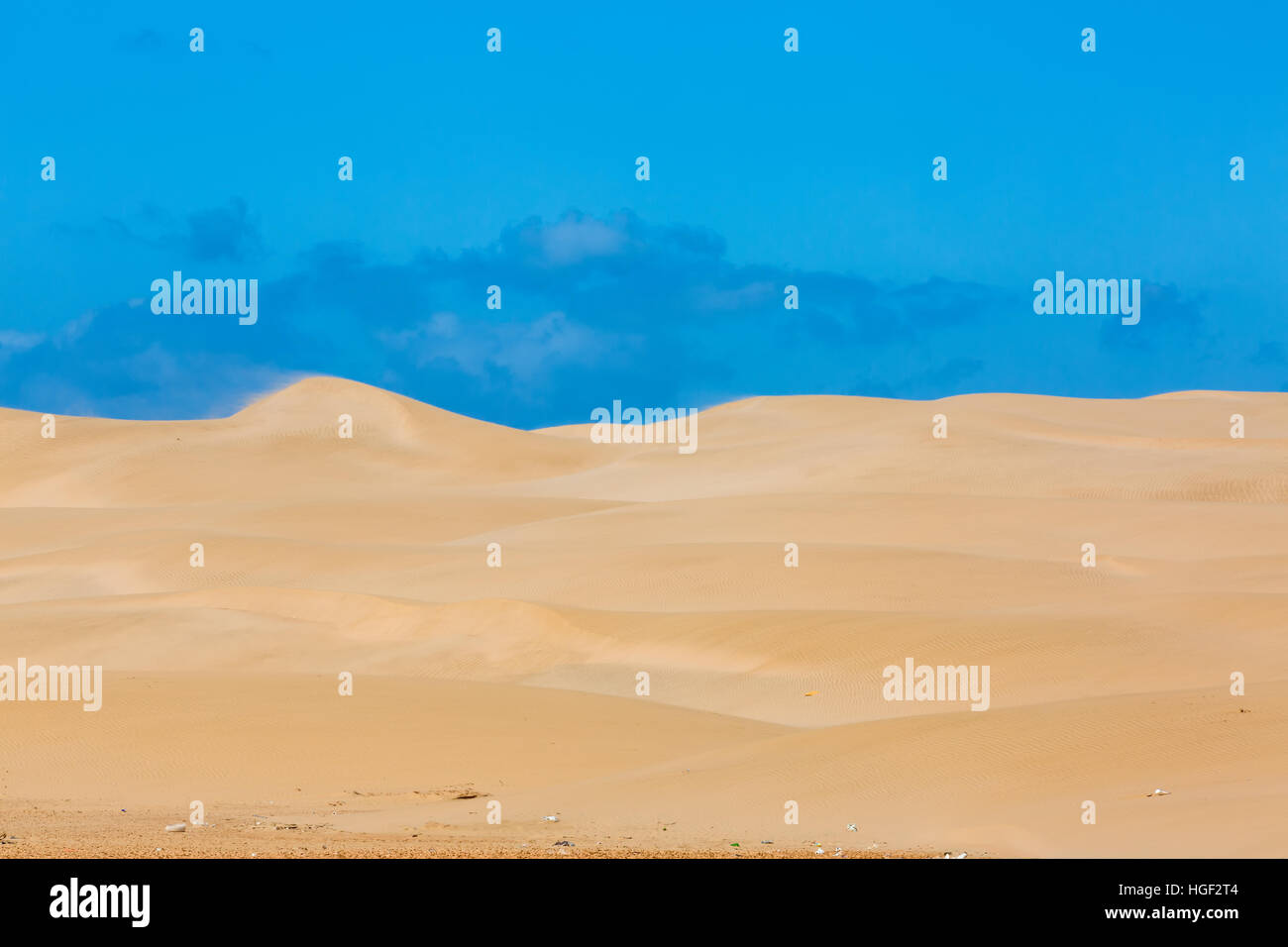 Sand dunes of Plage Oued Chbika, in the southwestern part of Morocco on ...