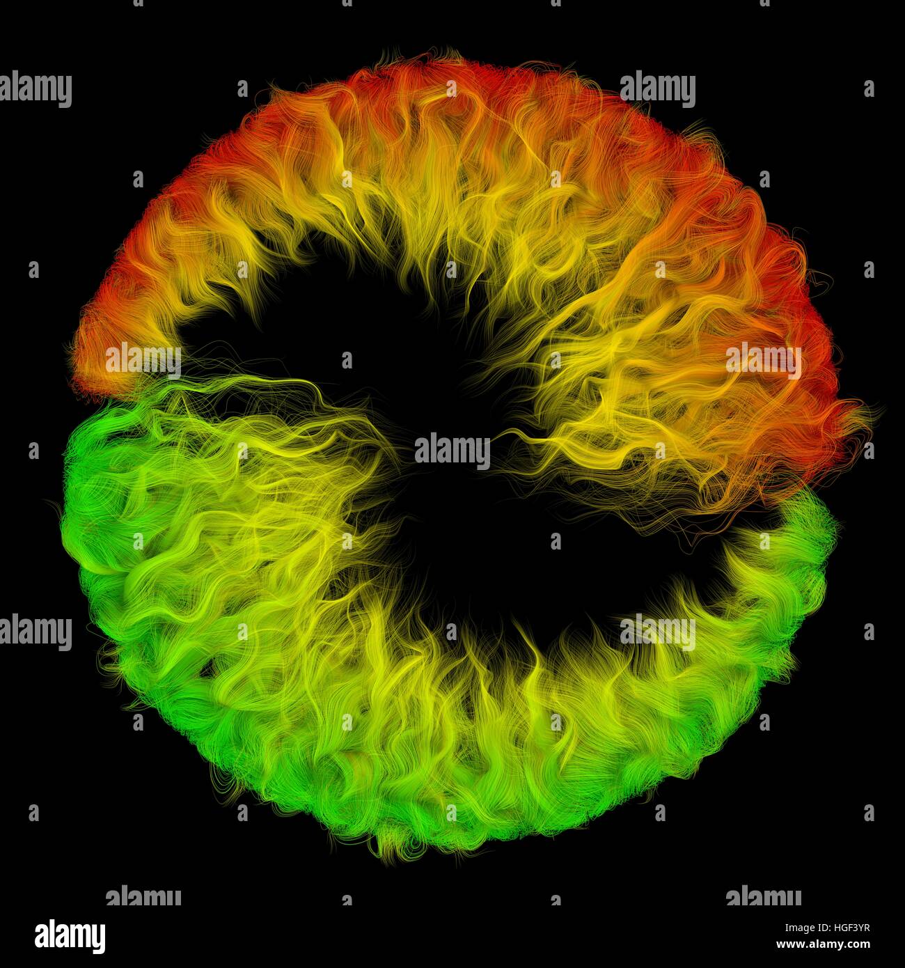3d abstract with red, green and yellow lines. circular version Stock ...