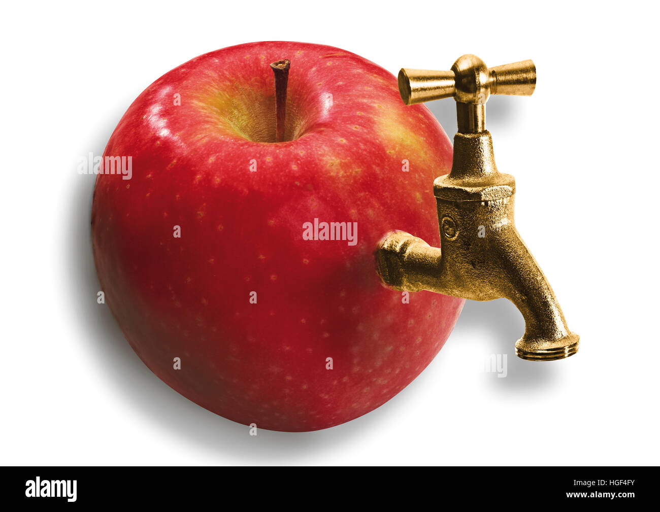 Apple with tap, symbolic of apple juice Stock Photo - Alamy