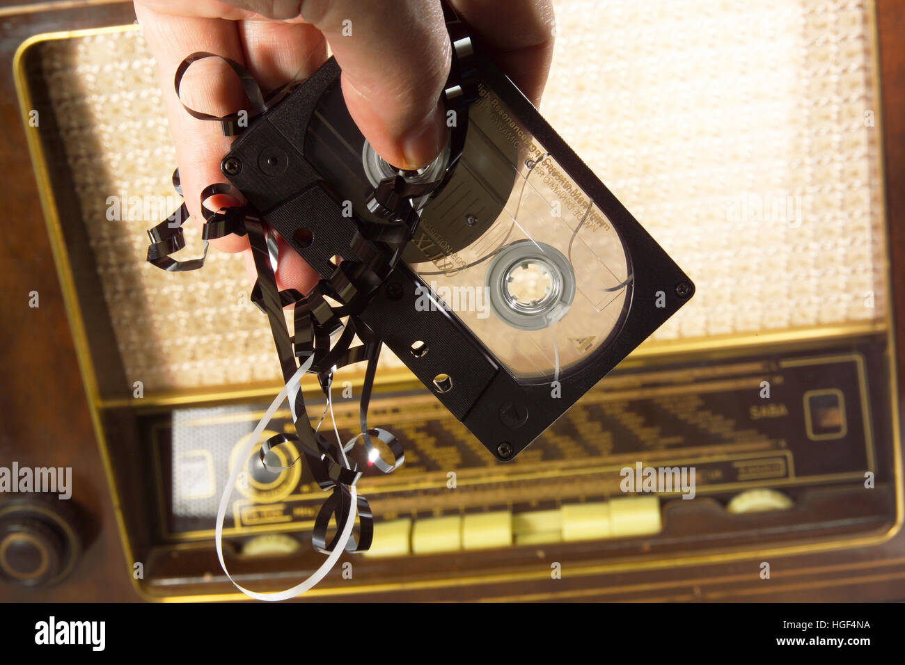 Retro radio and cassette tape Stock Photo - Alamy